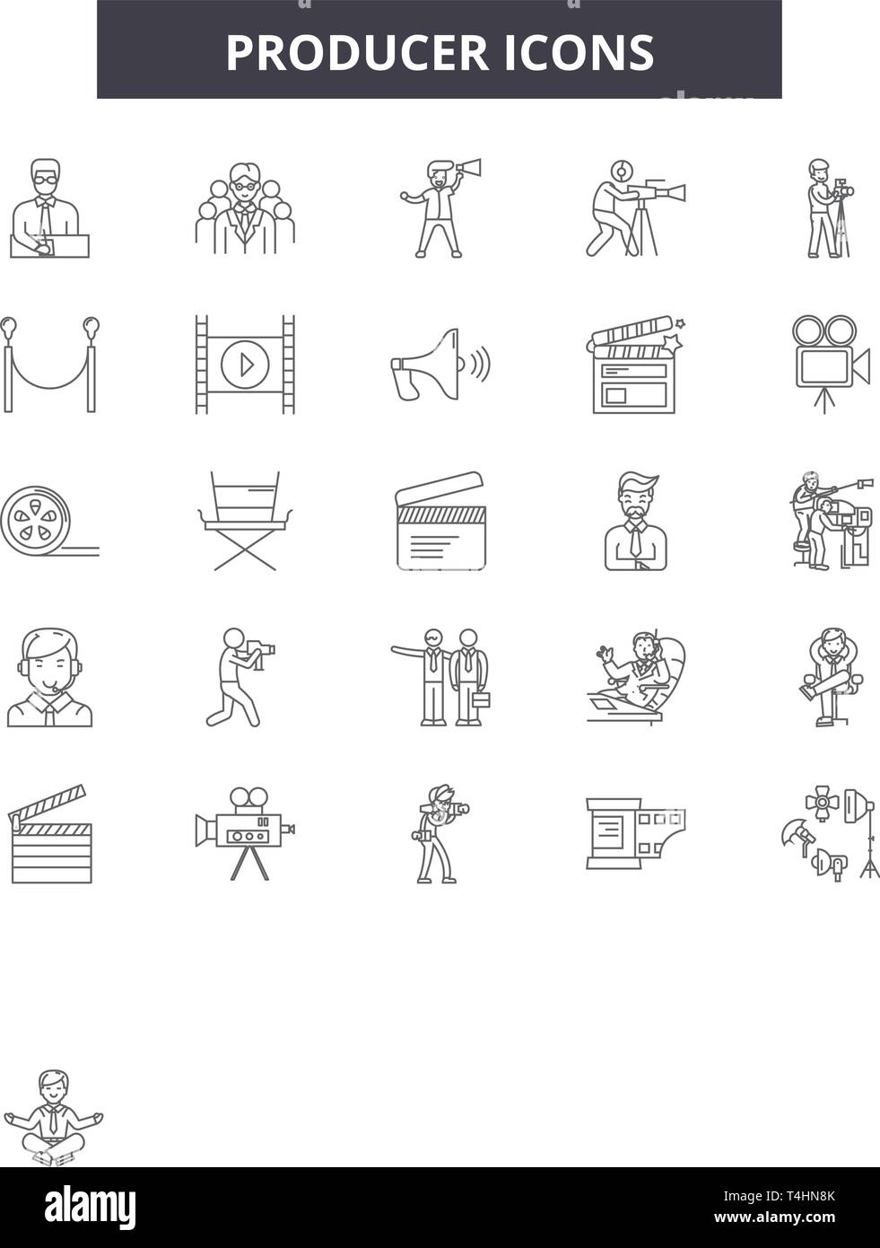 Producer line icons, signs set, vector. Producer outline concept ...
