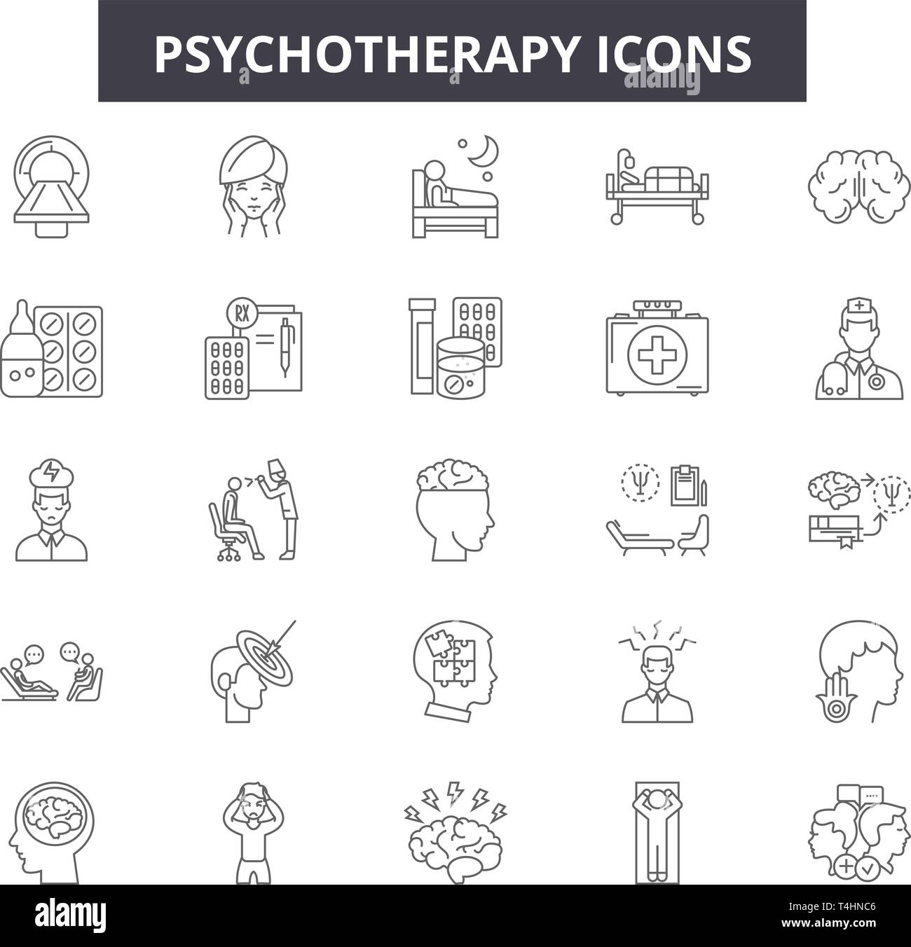 Psychotherapy line icons, signs set, vector. Psychotherapy outline ...