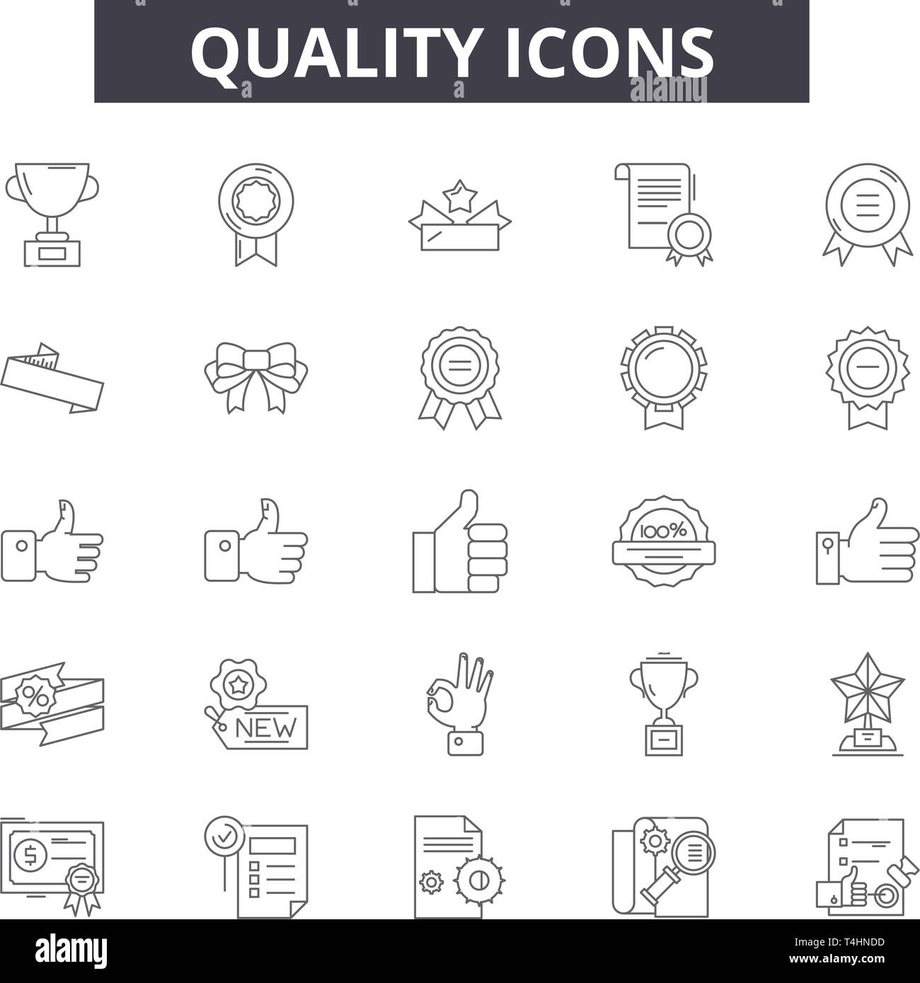 Quality line icons, signs set, vector. Quality outline concept ...