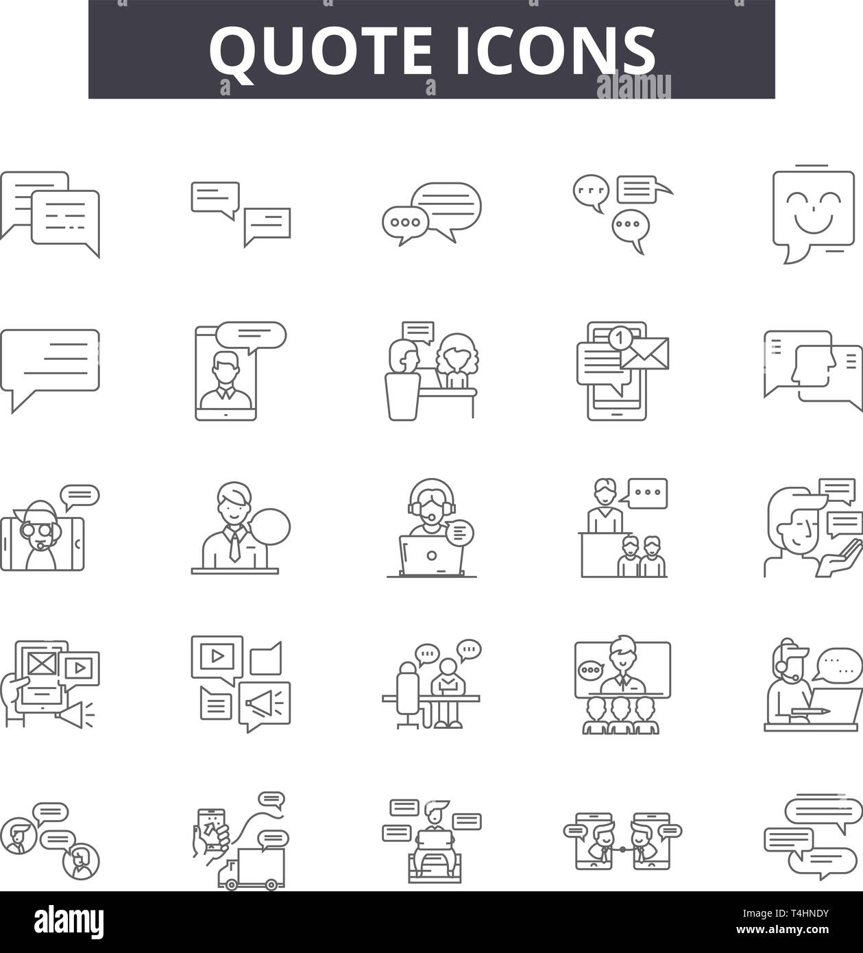 Quote line icons, signs set, vector. Quote outline concept ...