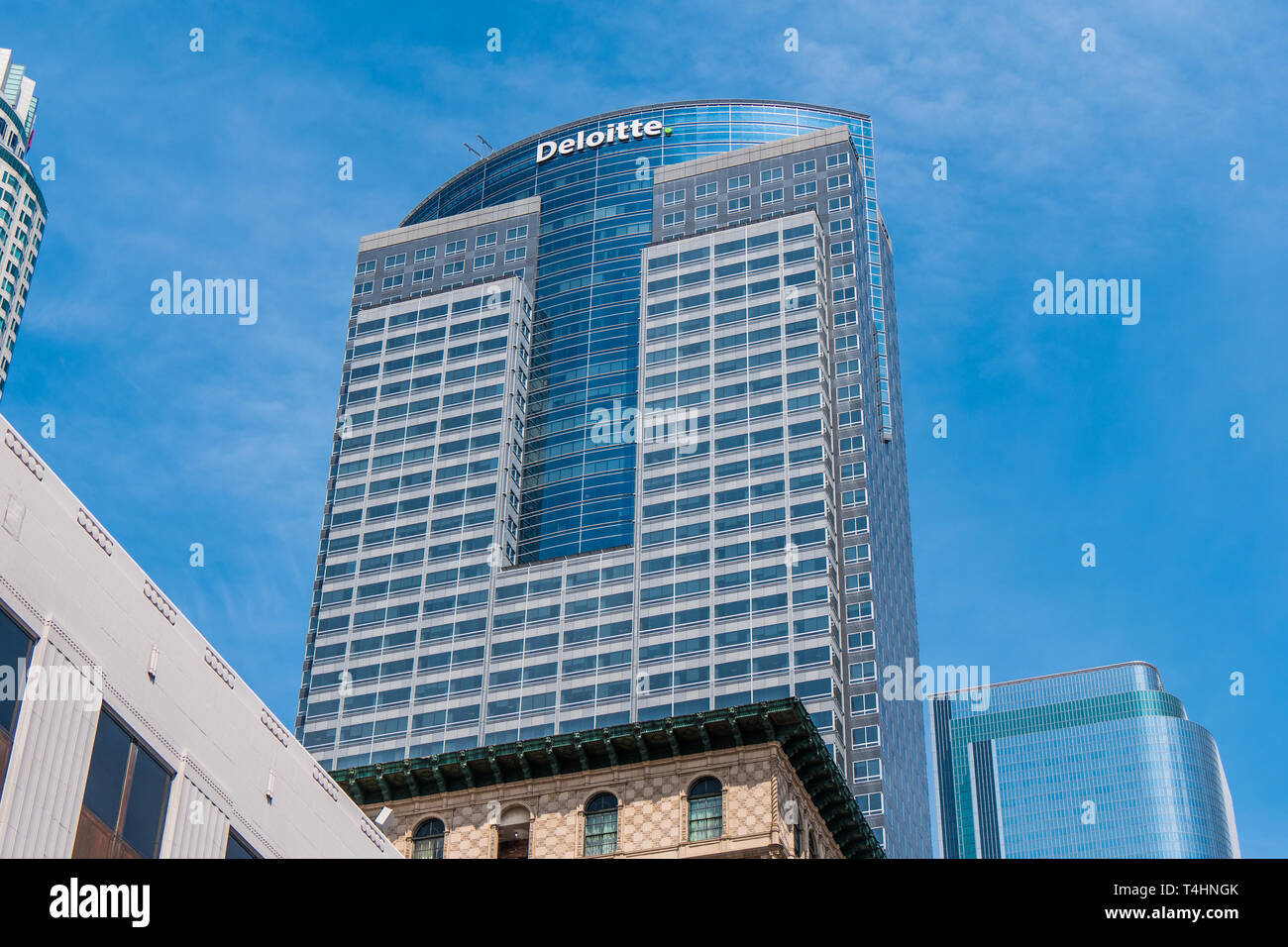 Deloitte building in Downtown Los Angeles - CALIFORNIA, USA - MARCH 18 ...