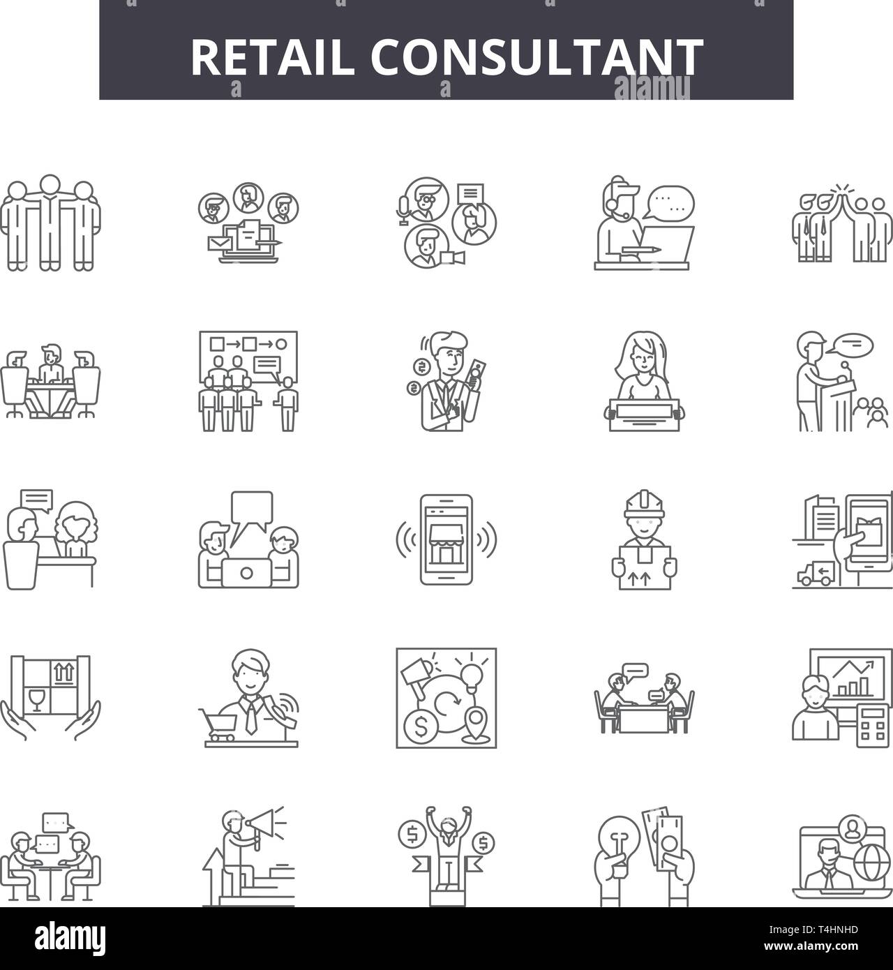 Retail consultant line icons, signs set, vector. Retail consultant ...
