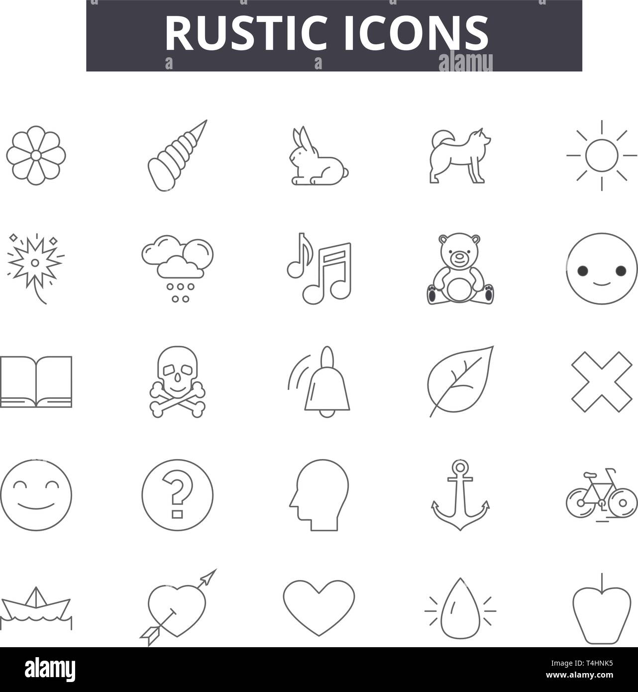 Rustic line icons, signs set, vector. Rustic outline concept ...