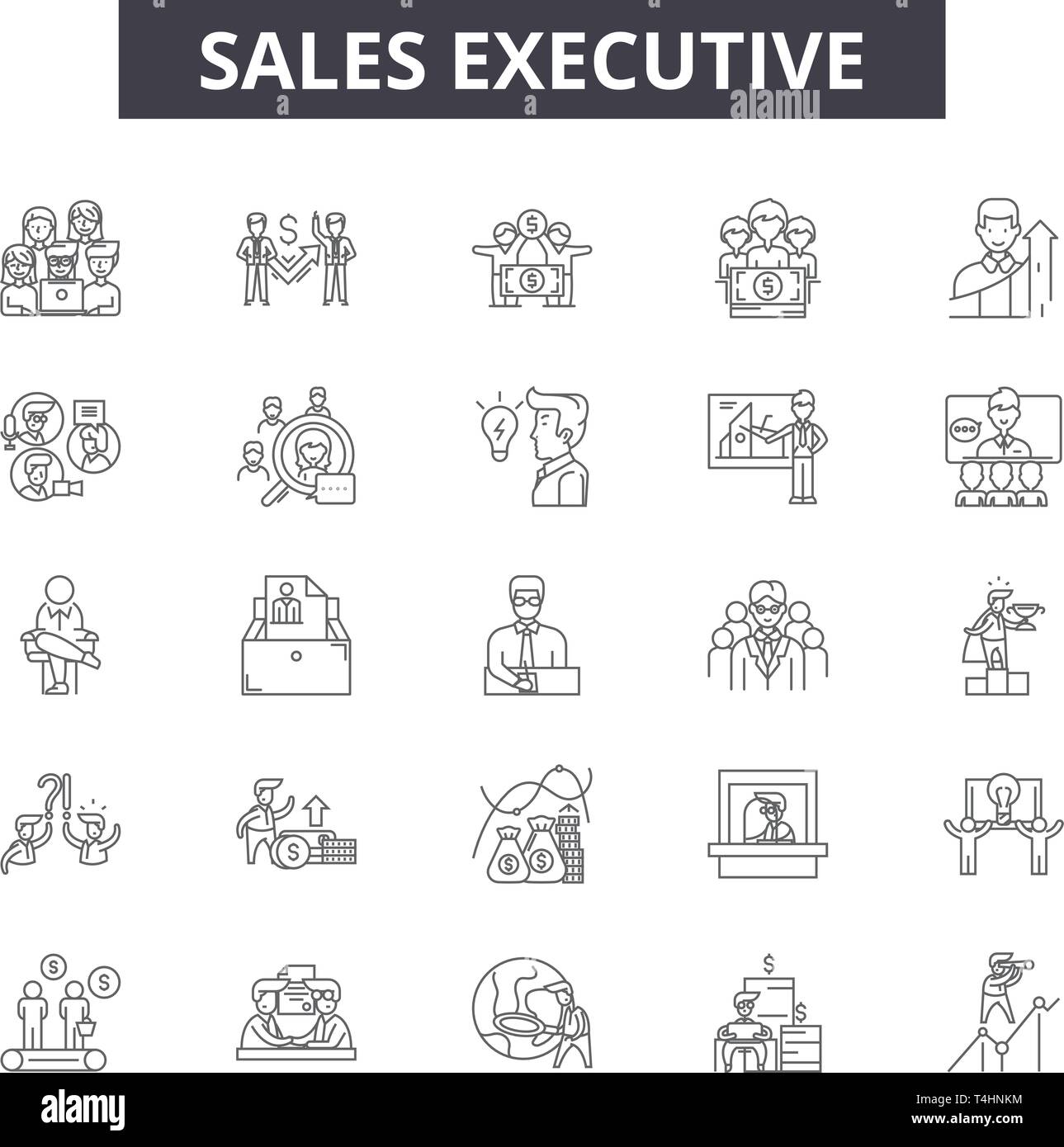 Sales executive line icons, signs set, vector. Sales executive outline ...