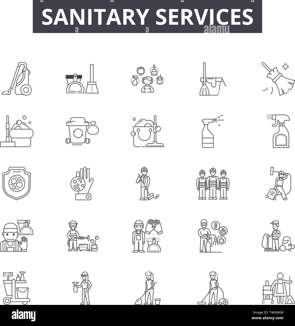 Sanitary services line icons, signs set, vector. Sanitary services ...