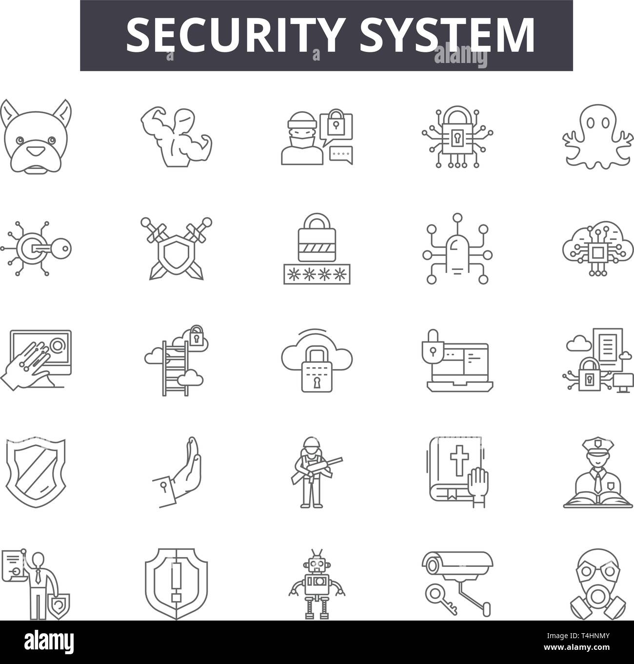 Security system line icons, signs set, vector. Security system outline ...