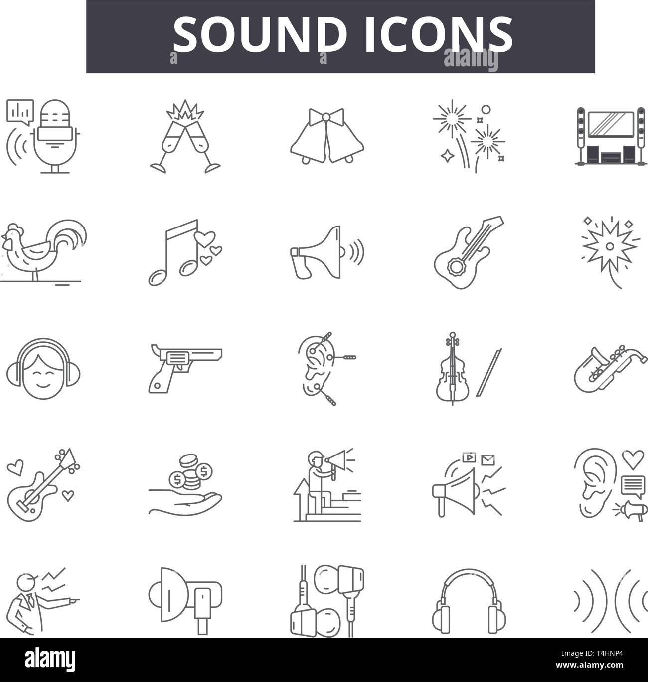 Sound line icons, signs set, vector. Sound outline concept ...