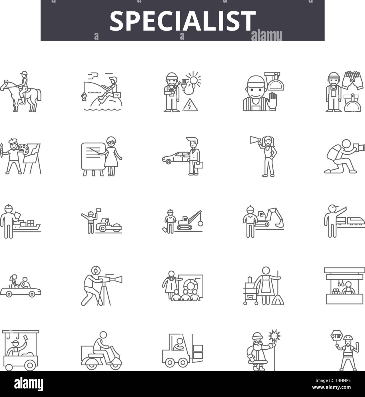 Specialist line icons, signs set, vector. Specialist outline concept ...