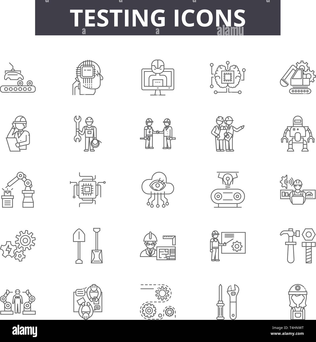 Testing line icons, signs set, vector. Testing outline concept ...