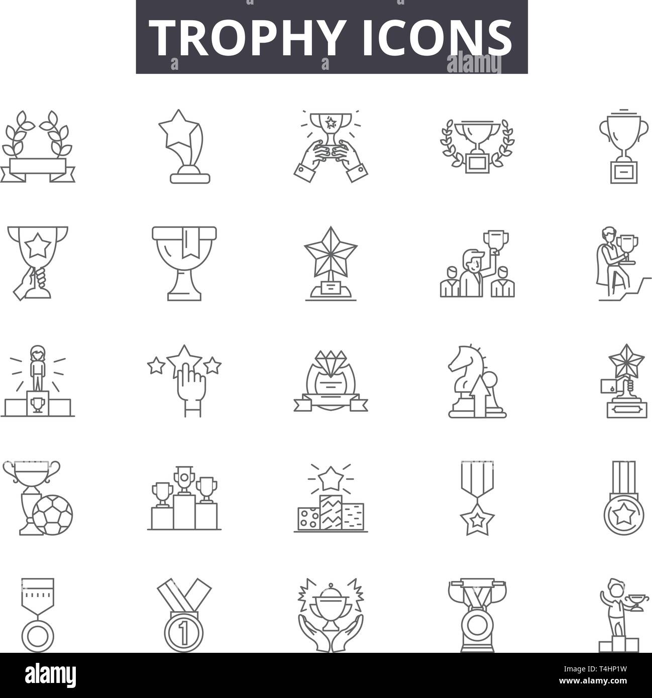 Trophy line icons, signs set, vector. Trophy outline concept ...