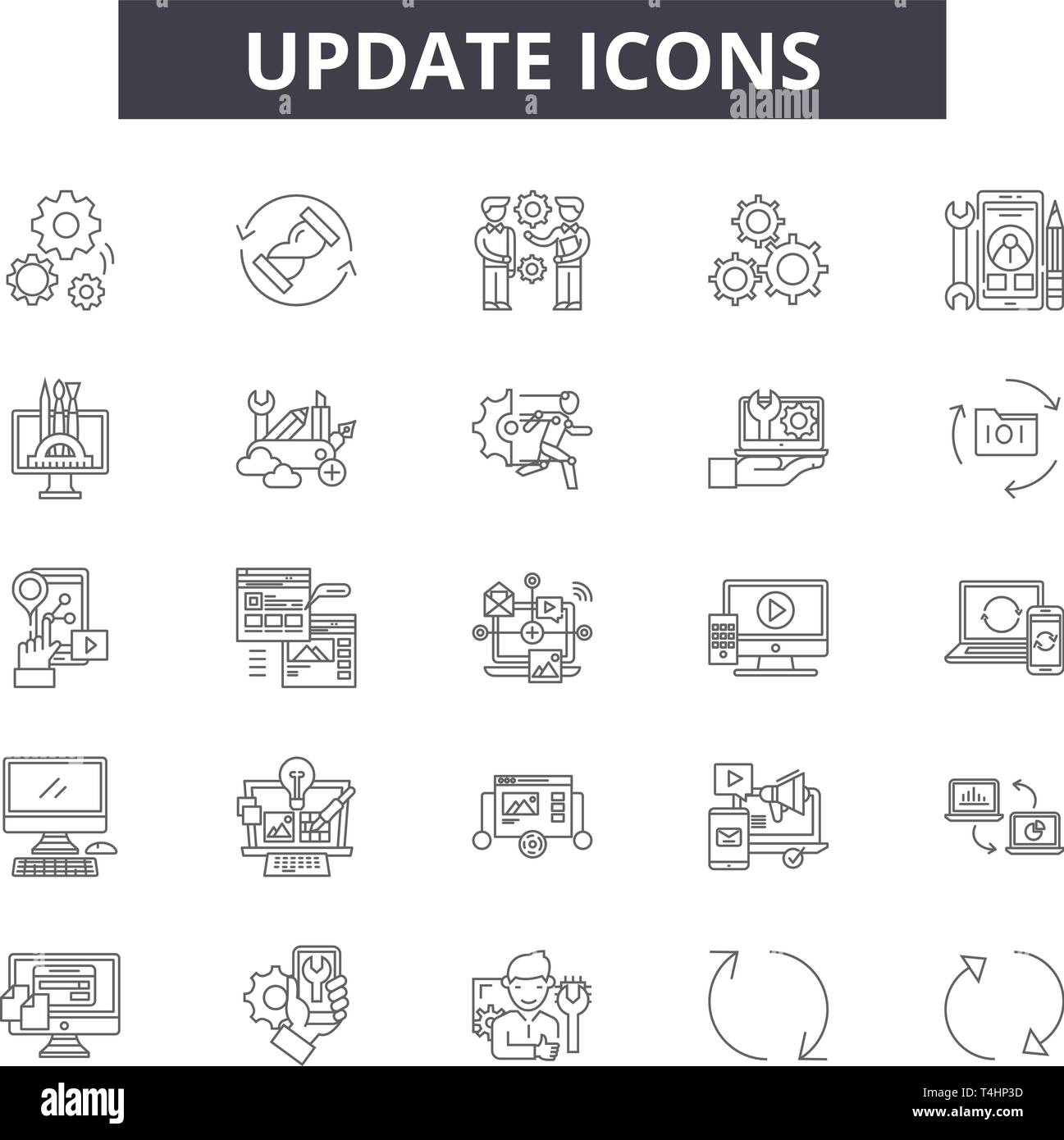 Update line icons, signs set, vector. Update outline concept ...