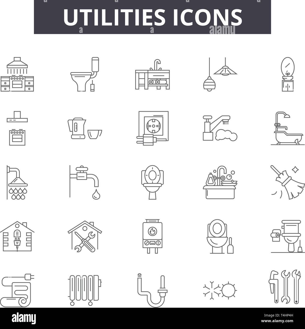 Utilities line icons, signs set, vector. Utilities outline concept, illustration: energy ...