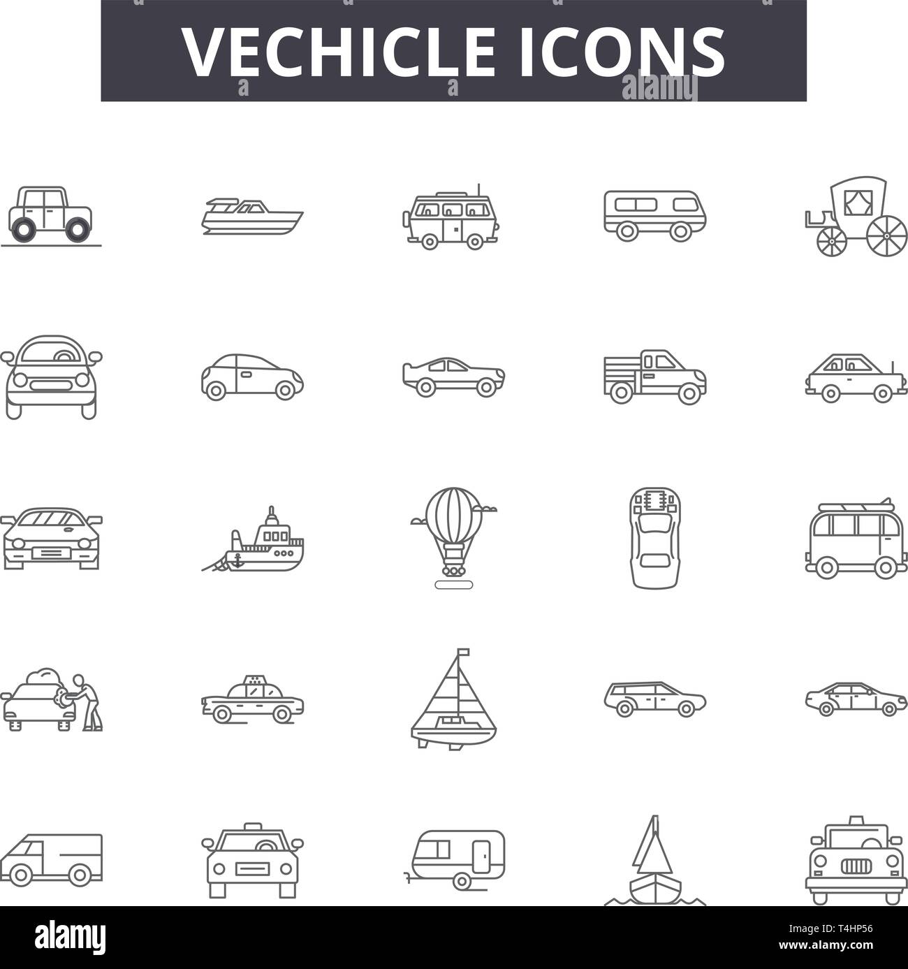 Vechicle line icons, signs set, vector. Vechicle outline concept ...