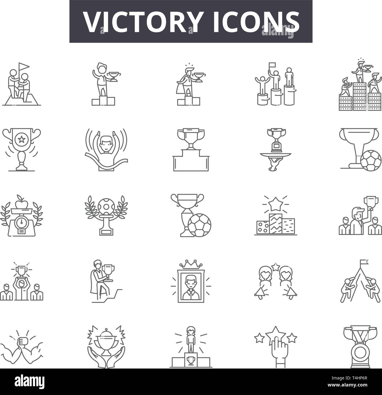 Victory line icons, signs set, vector. Victory outline concept ...