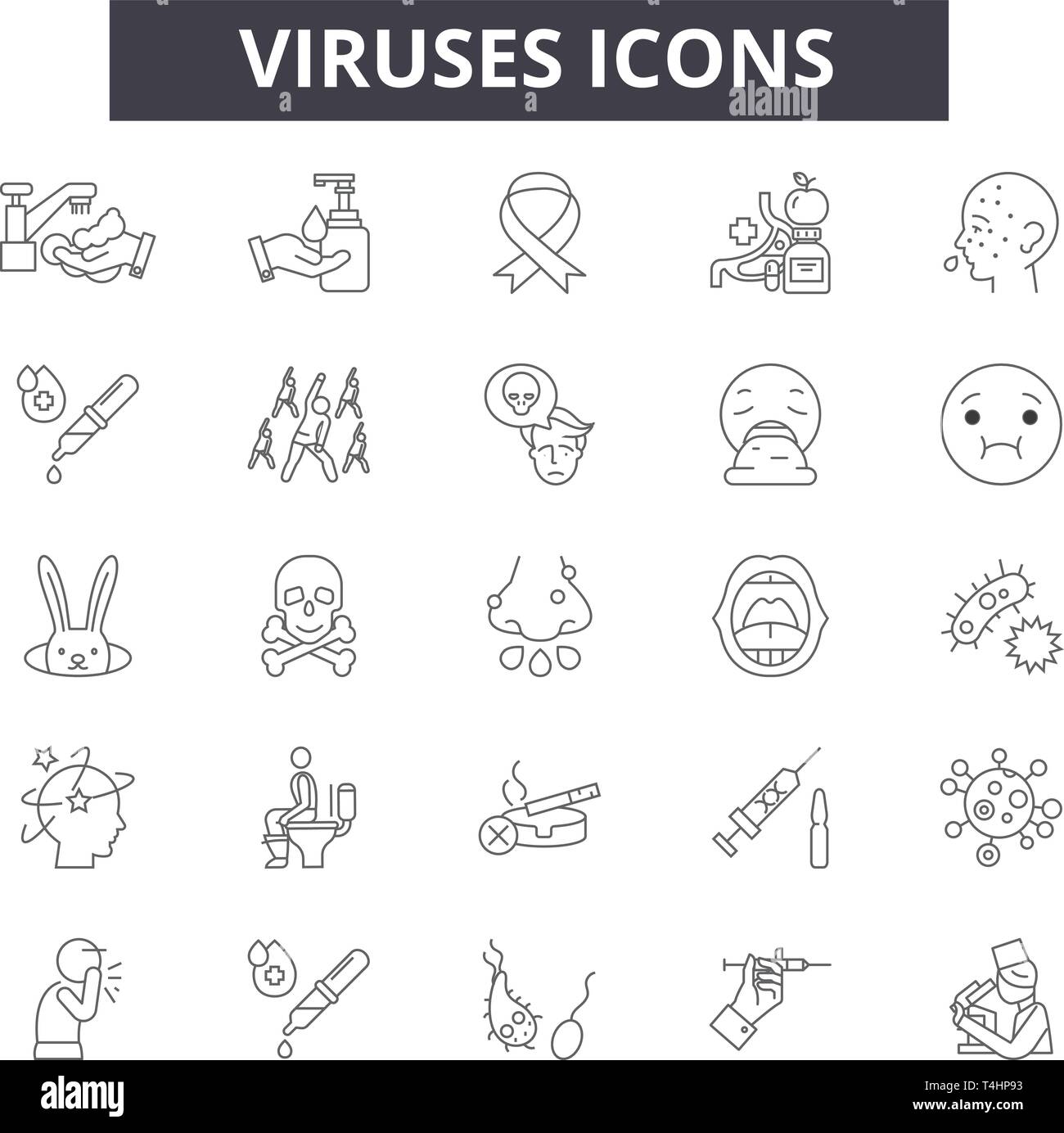 Viruses line icons, signs set, vector. Viruses outline concept ...