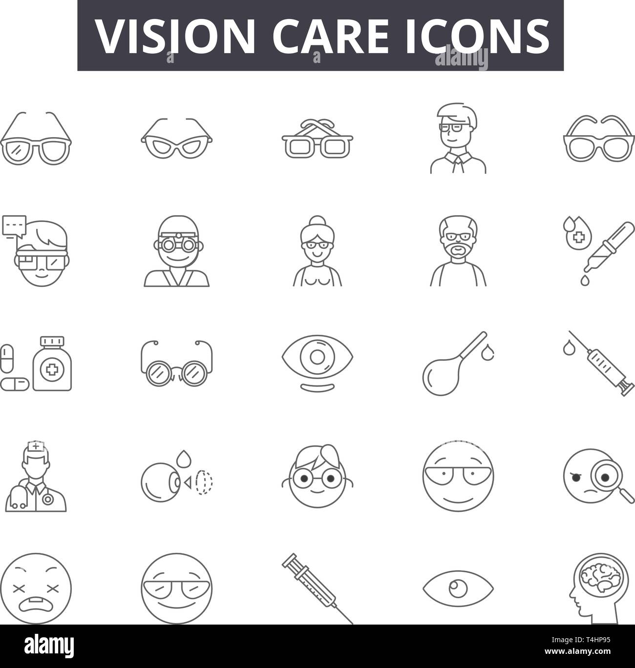 Vision care line icons, signs set, vector. Vision care outline concept ...