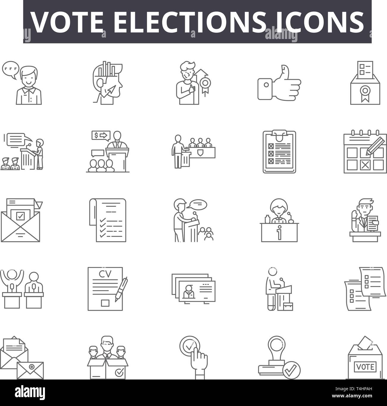 Vote elections line icons, signs set, vector. Vote elections outline ...