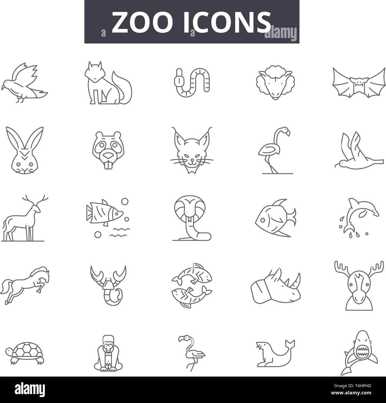 Zoo line icons, signs set, vector. Zoo outline concept, illustration ...