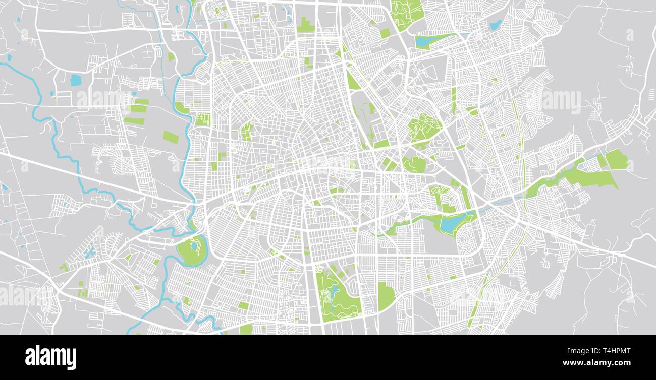 Urban vector city map of Aguascalientes, Mexico Stock Vector Image ...