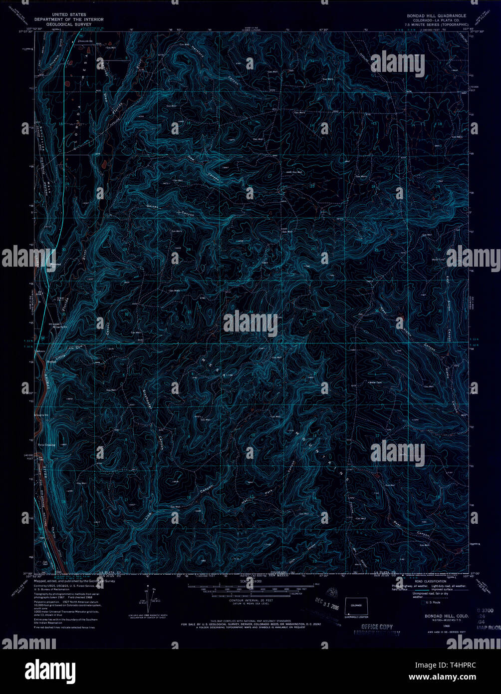 USGS TOPO Map Colorado CO Bondad Hill 400189 1968 24000 Inverted ...