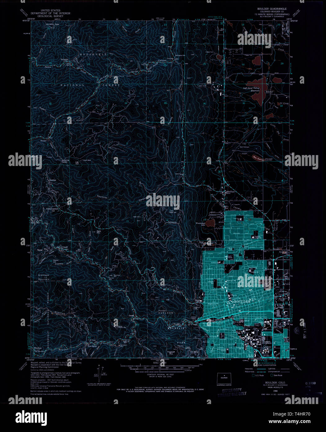 USGS TOPO Map Colorado CO Boulder 400204 1966 24000 Inverted ...