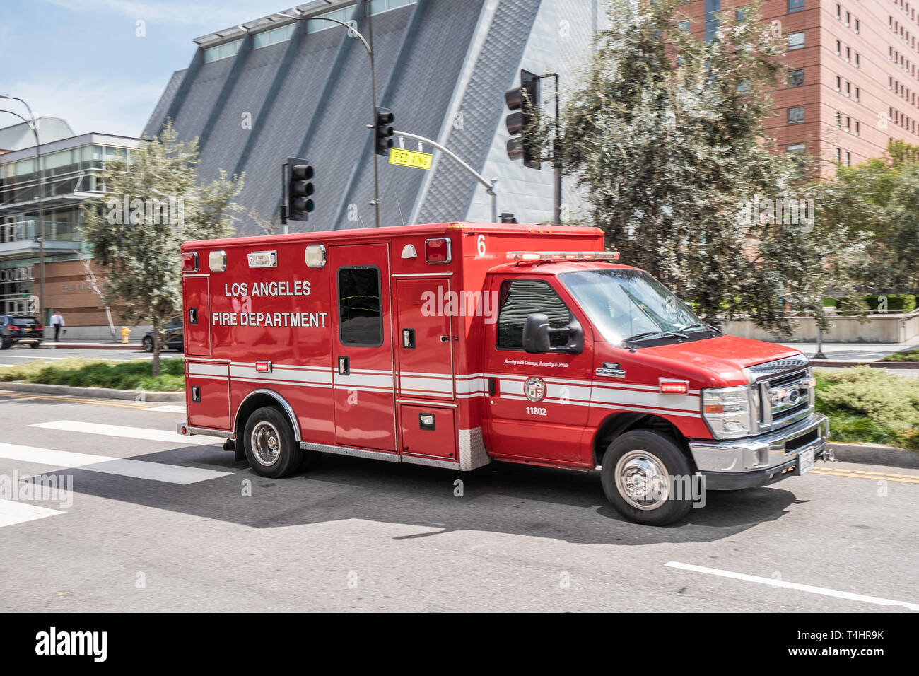 Ambulance car in Los Angeles downtown - CALIFORNIA, USA - MARCH 18 ...