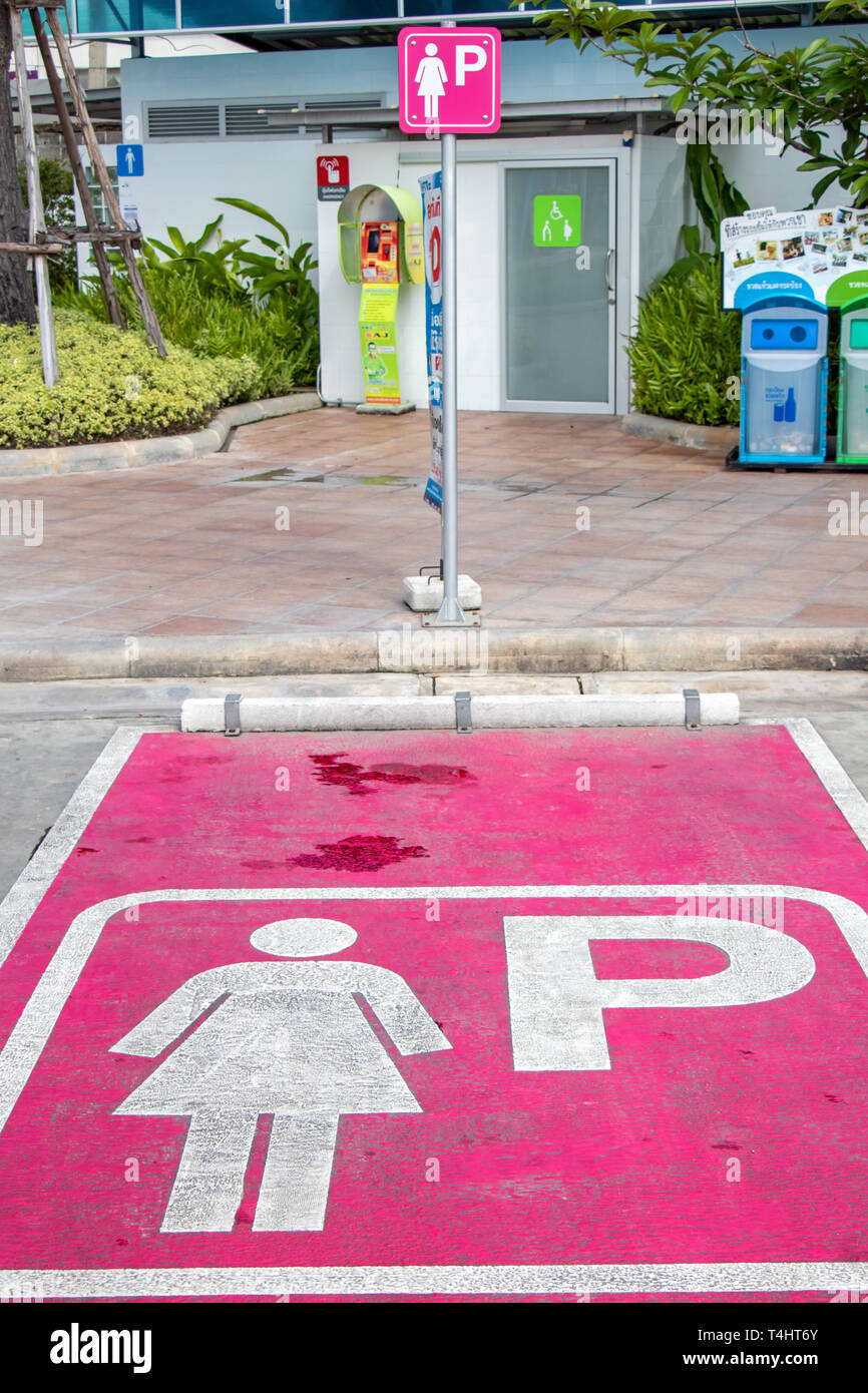 BANGKOK, THAILAND, NOV 23 2017, Parking place only for women. Lady ...