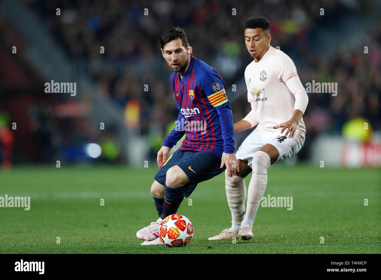Barcelona, Spain. 16th Apr, 2019. (l-R) Lionel Messi (Barcelona), Jesse ...