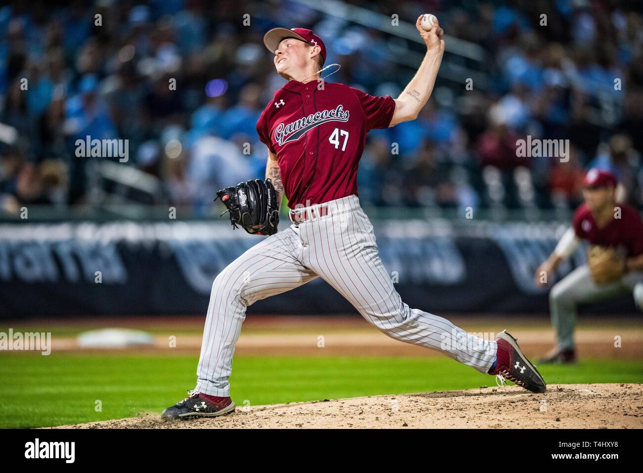 Charlotte, North Carolina, USA. 16th Apr 2019. South Carolina pitcher ...
