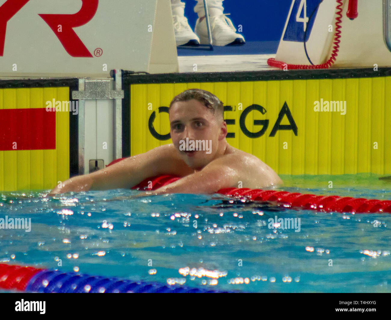 Daniel Jervis (Swansea University) reacts after winning the men's open ...