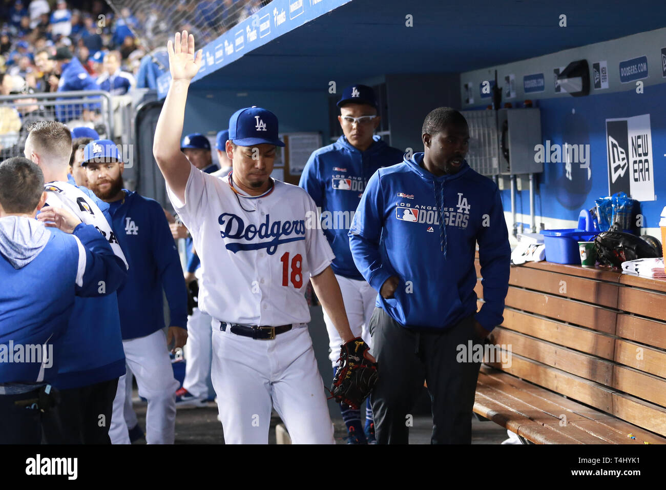 Los Angeles, CA, USA. 16th Apr, 2019. Los Angeles Dodgers starting ...