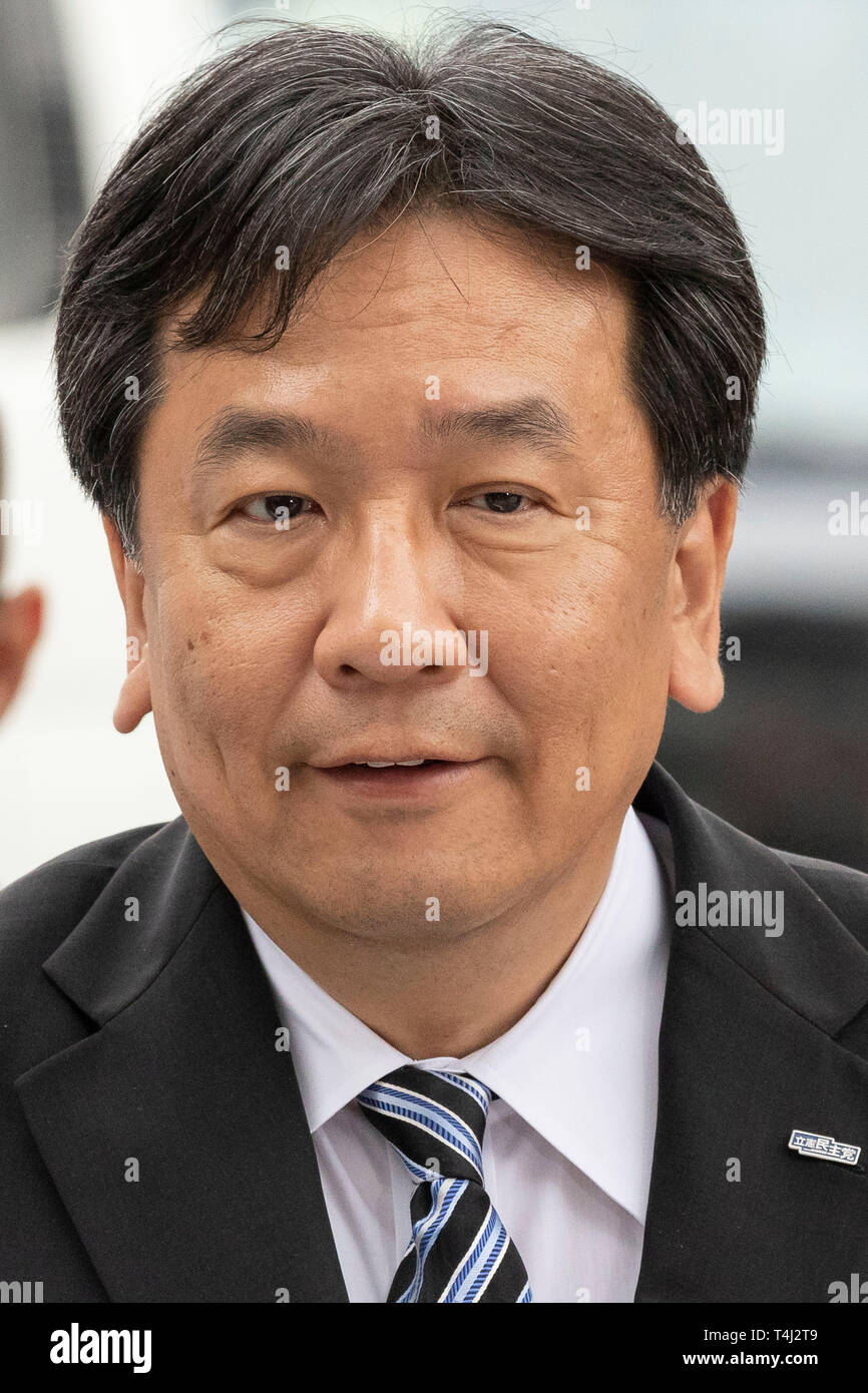 Tokyo, Japan. 17th Apr, 2019. Yukio Edano leader of The Constitutional Democratic Party of Japan ...