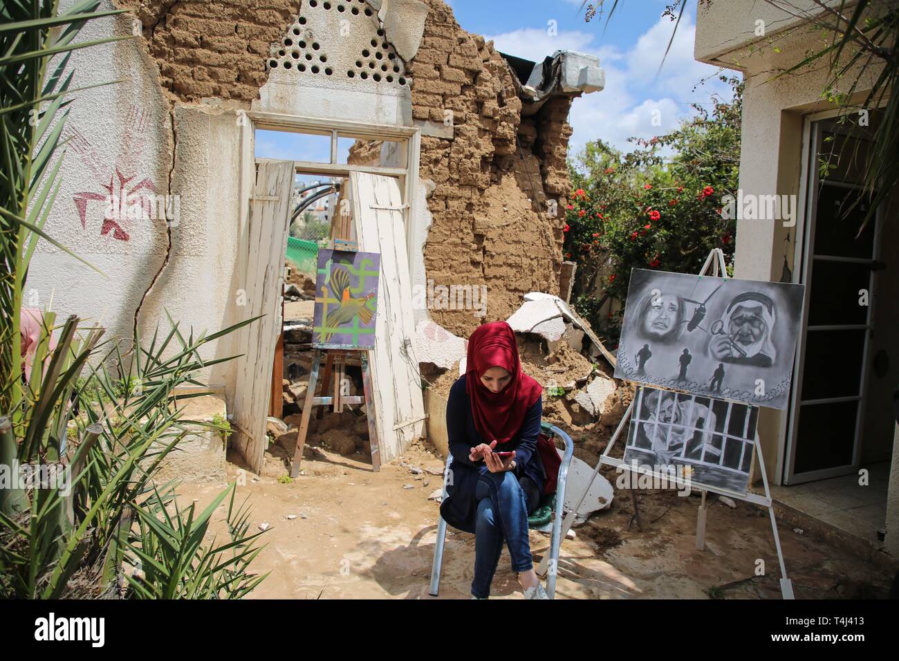 April 17, 2019 - Gaza City, The Gaza Strip, Palestine - Village of arts ...
