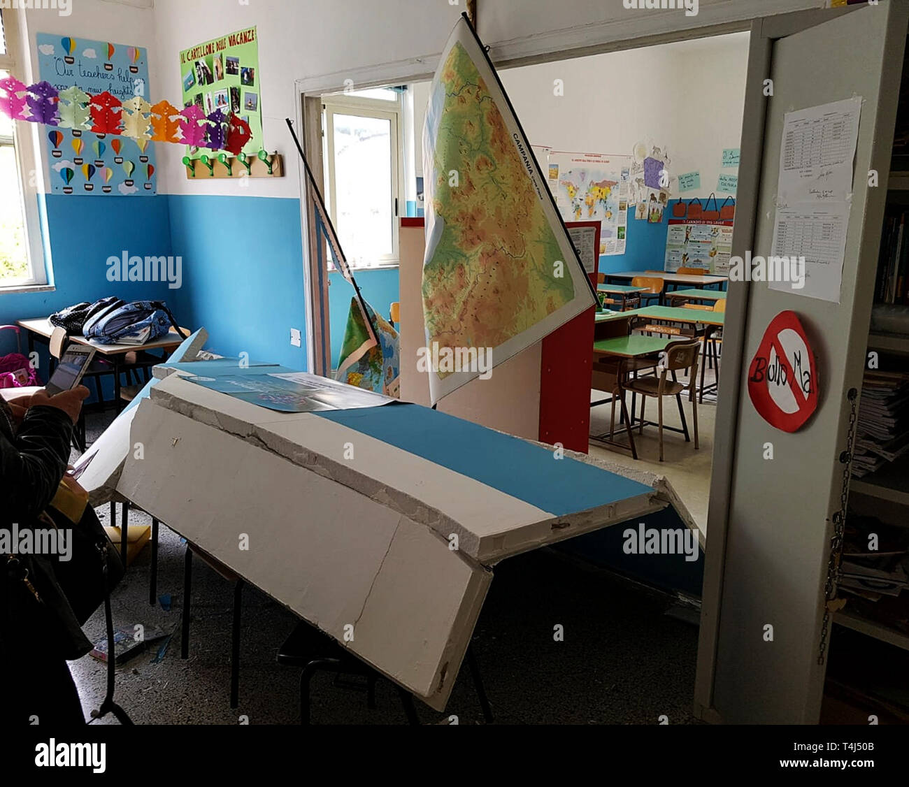 Santa Anastasia, a Vesuvian village, with the collapsed interior wall ...