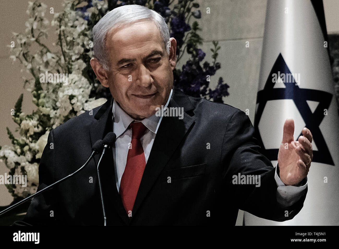 Jerusalem, Israel. 17th April, 2019. Prime Minister BENJAMIN NETANYAHU ...