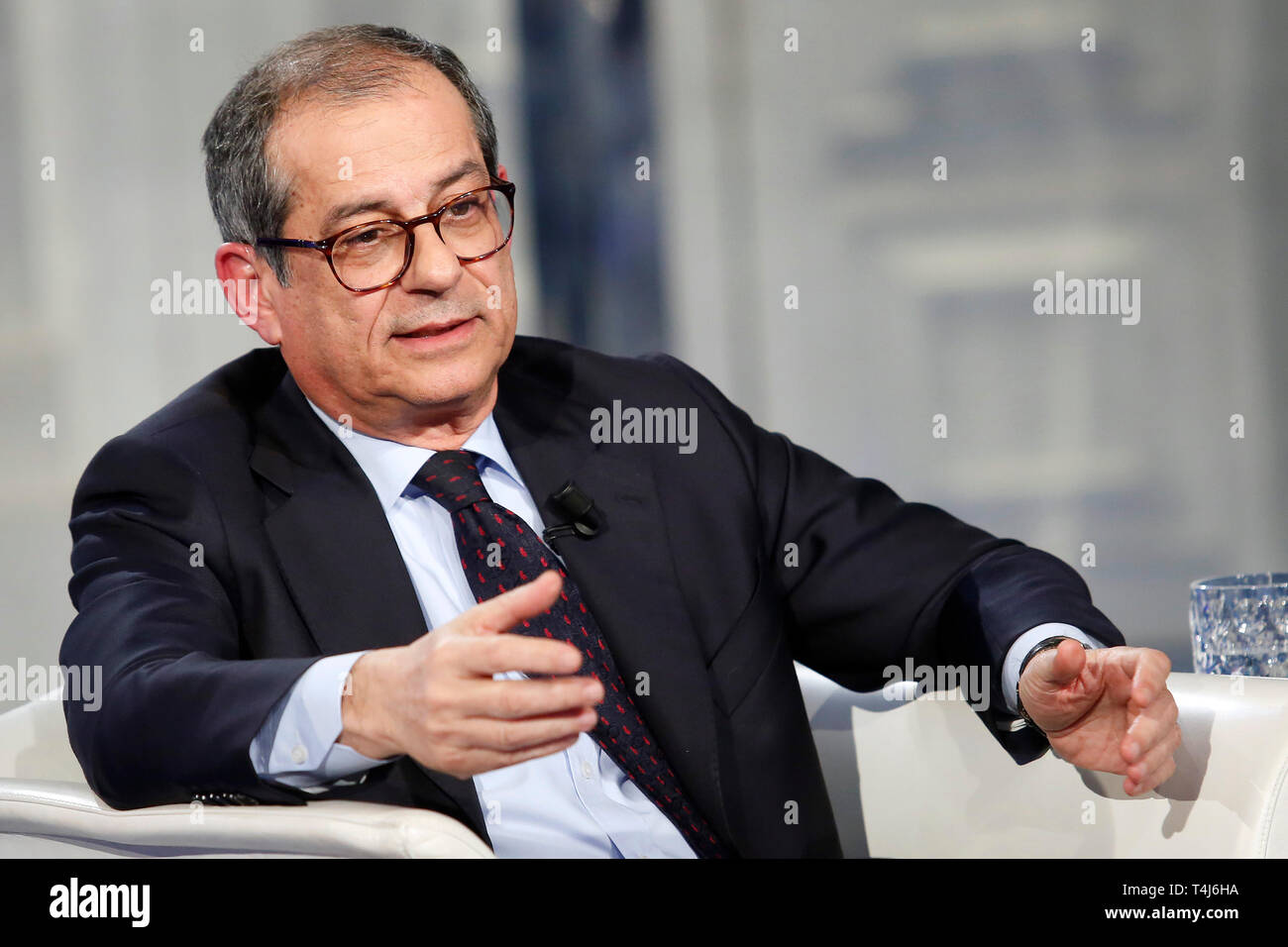 Italian Minister of Economy Giovanni Tria Rome April 17th 2019. Talk ...