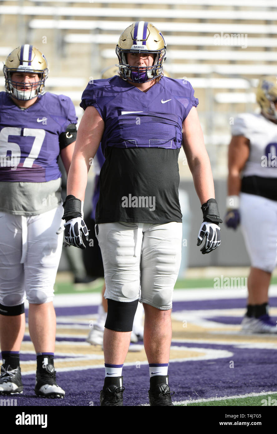 Seattle, WA, USA. 17th Apr, 2019. Offensive tackle TREY ADAMS (72 ...