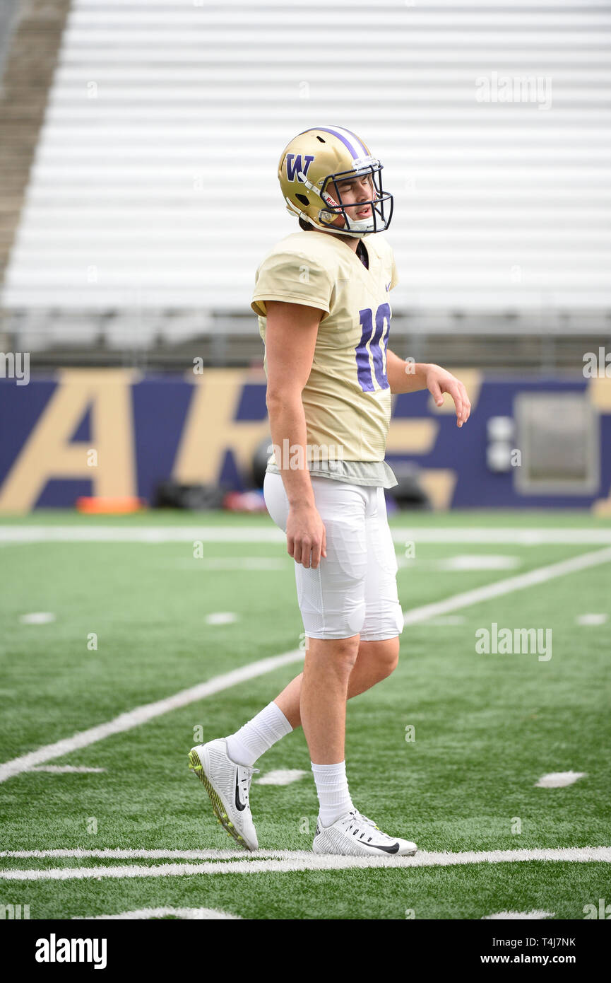 Seattle, WA, USA. 17th Apr, 2019. UW quaterback JACOB EASON (10 ...