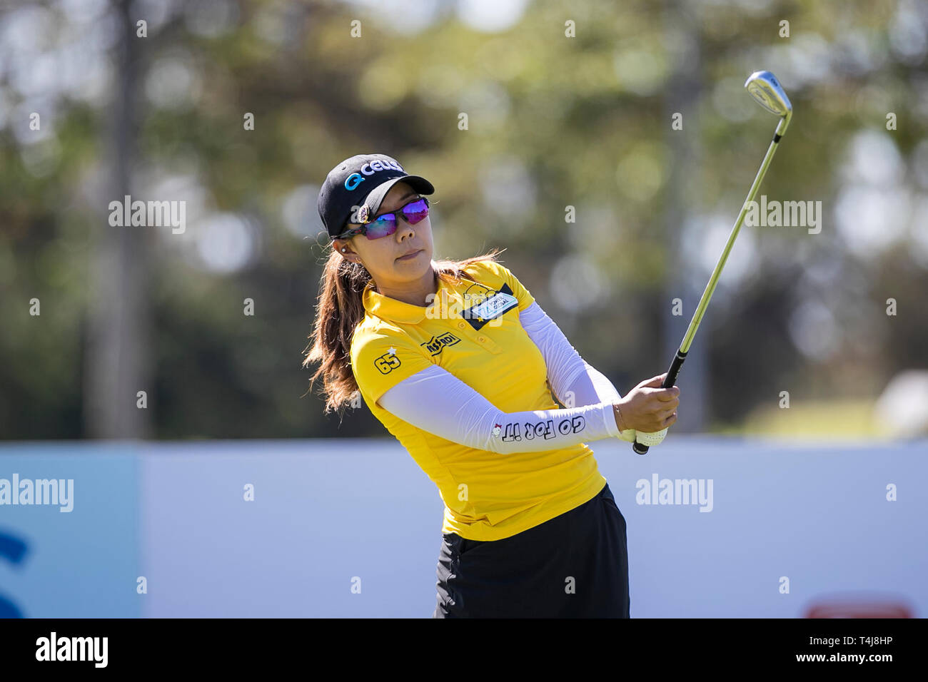 April 16, 2019 - Jenny Shin hits her tee shot no the 8th hole during ...