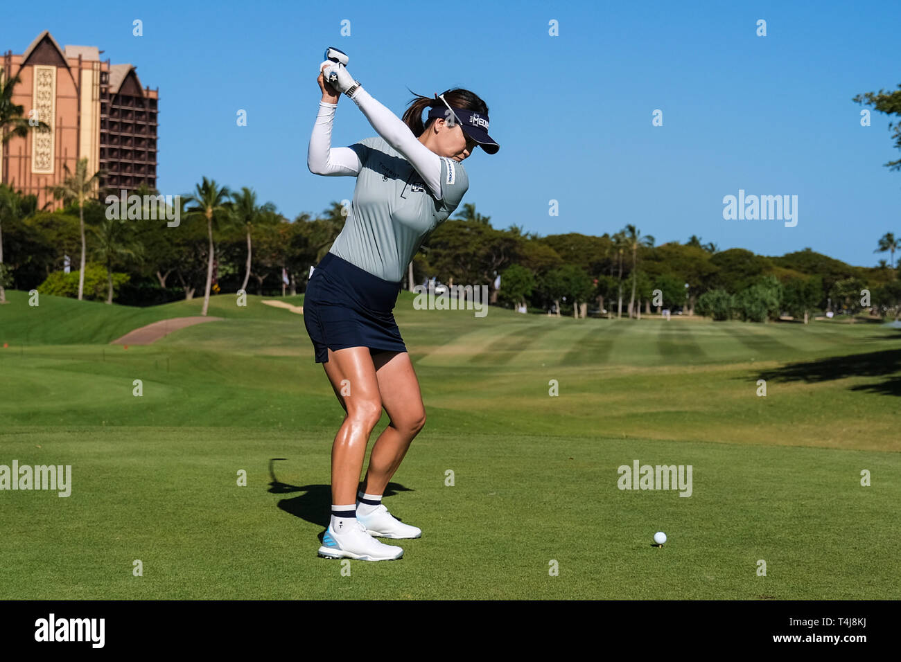April 16, 2019 - Jenny Shin hits her tee shot no the 8th hole during ...