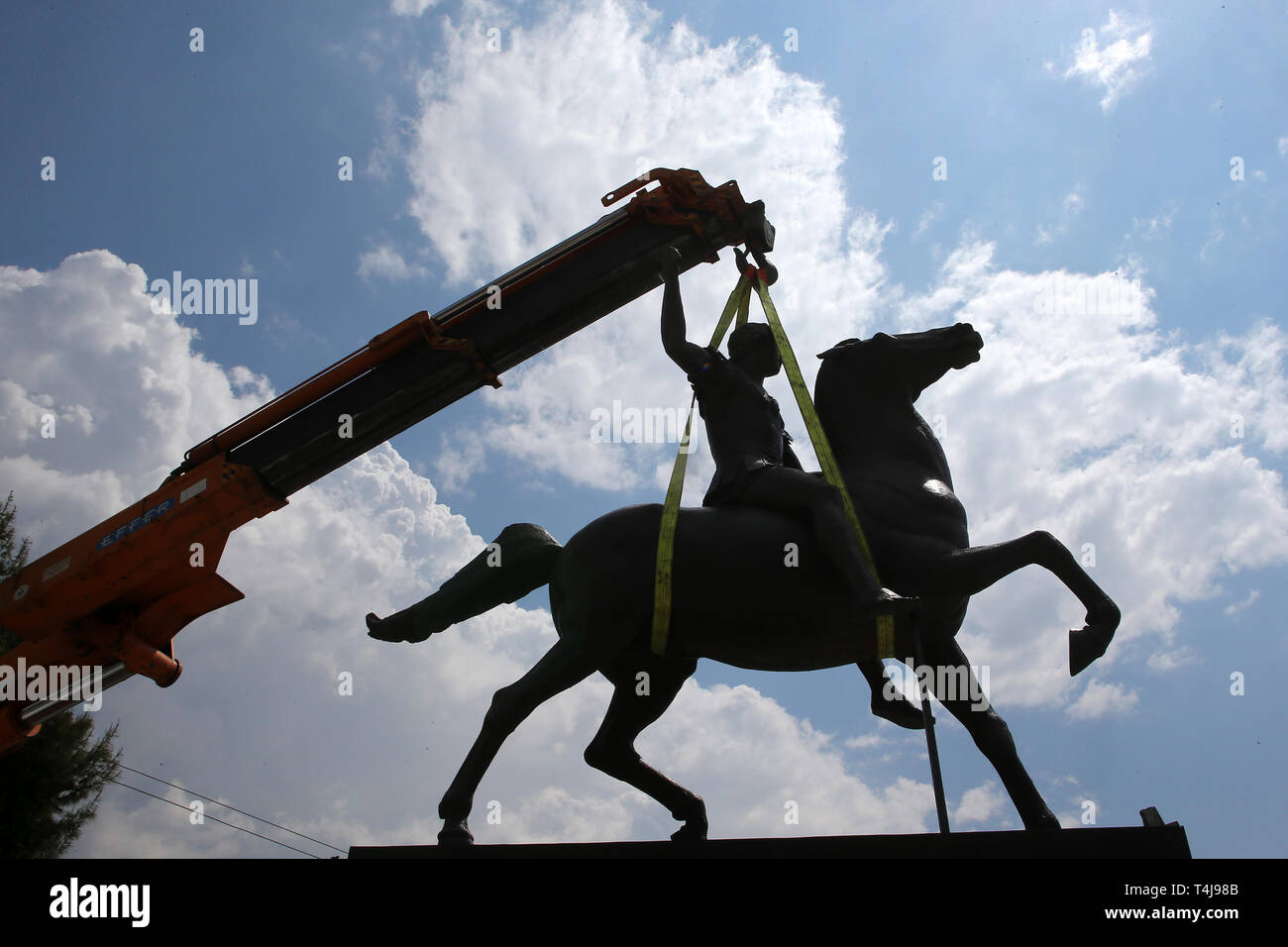 Athens, Greece. 17th Apr, 2019. The statue of Alexander the Great ...