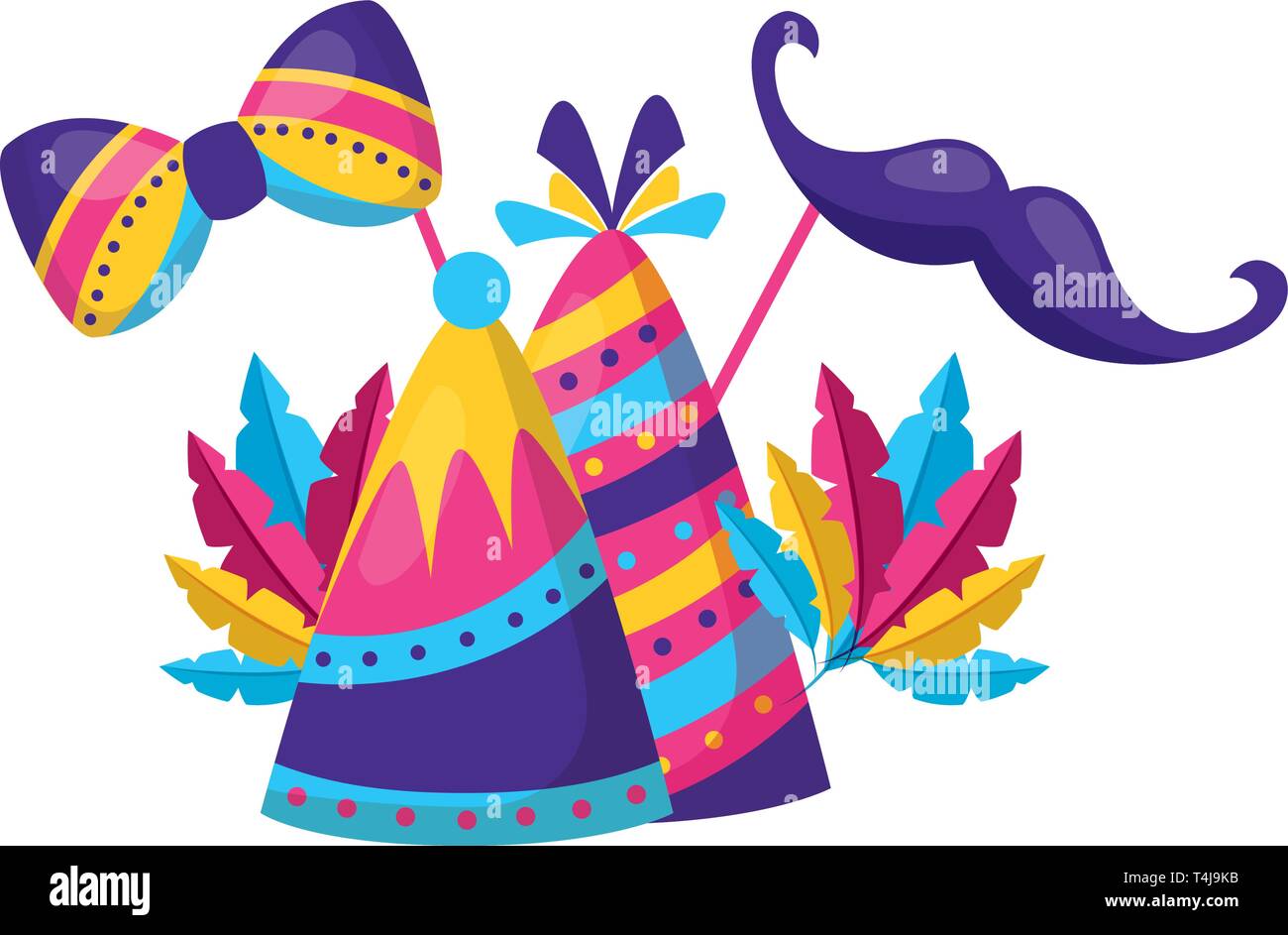 carnival party hats feathers Stock Vector Image & Art - Alamy