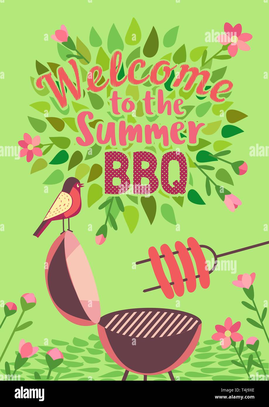 Summer barbecue picnic vector poster Stock Vector Image & Art - Alamy