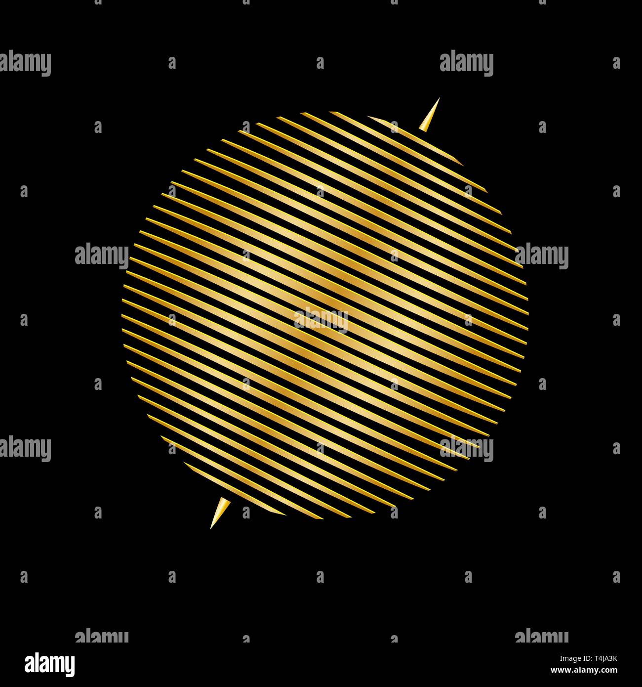 Circle from parallel lines in gold color on black background Stock ...