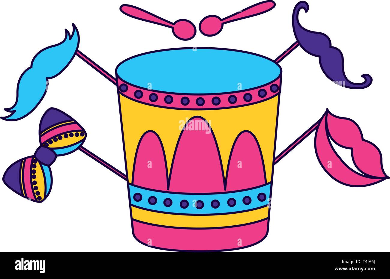 drum with lips mustache sticks Stock Vector Image & Art - Alamy