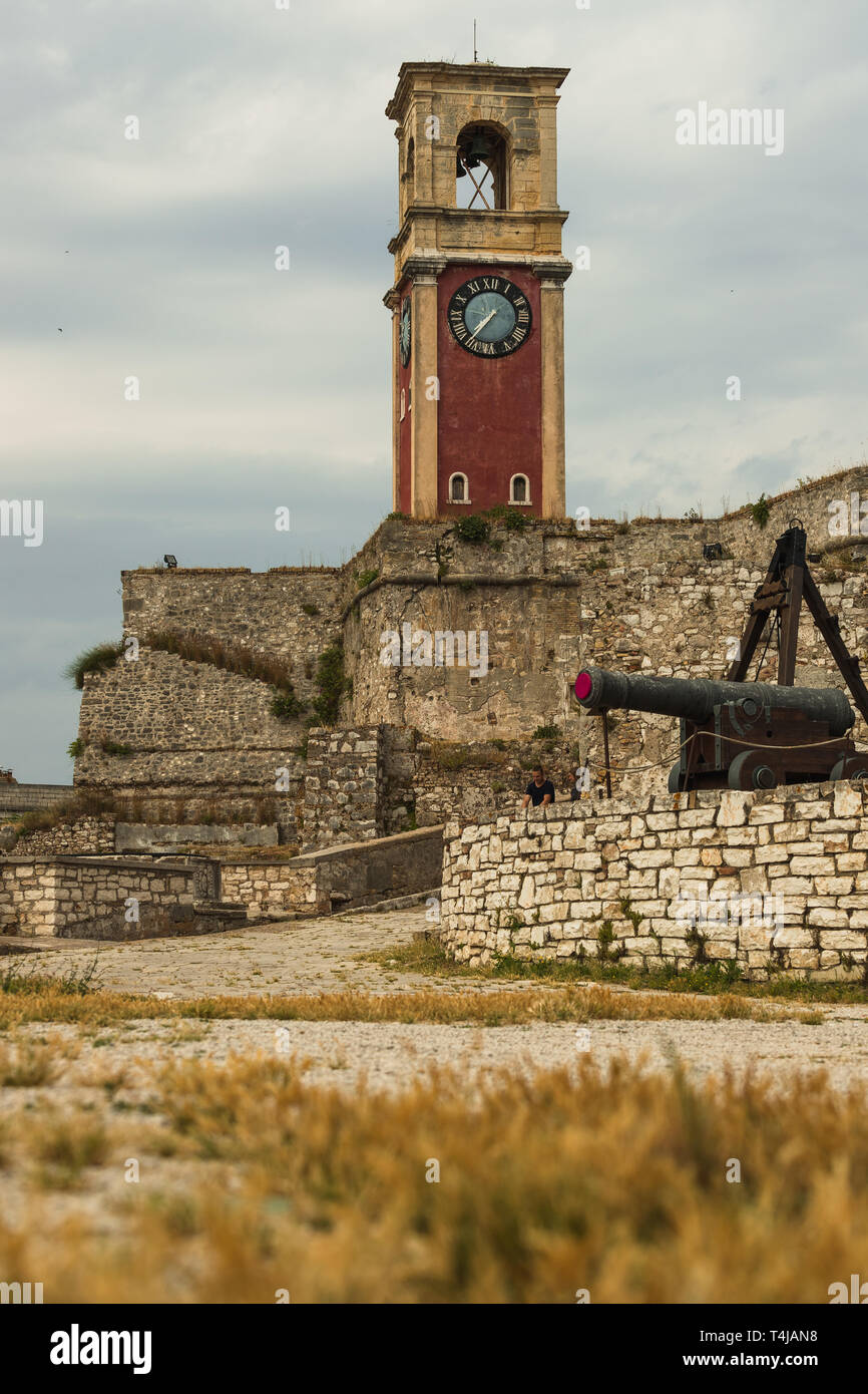 Historic bell tower inside the Old Fortress of Corfu Town (Corfu Town ...