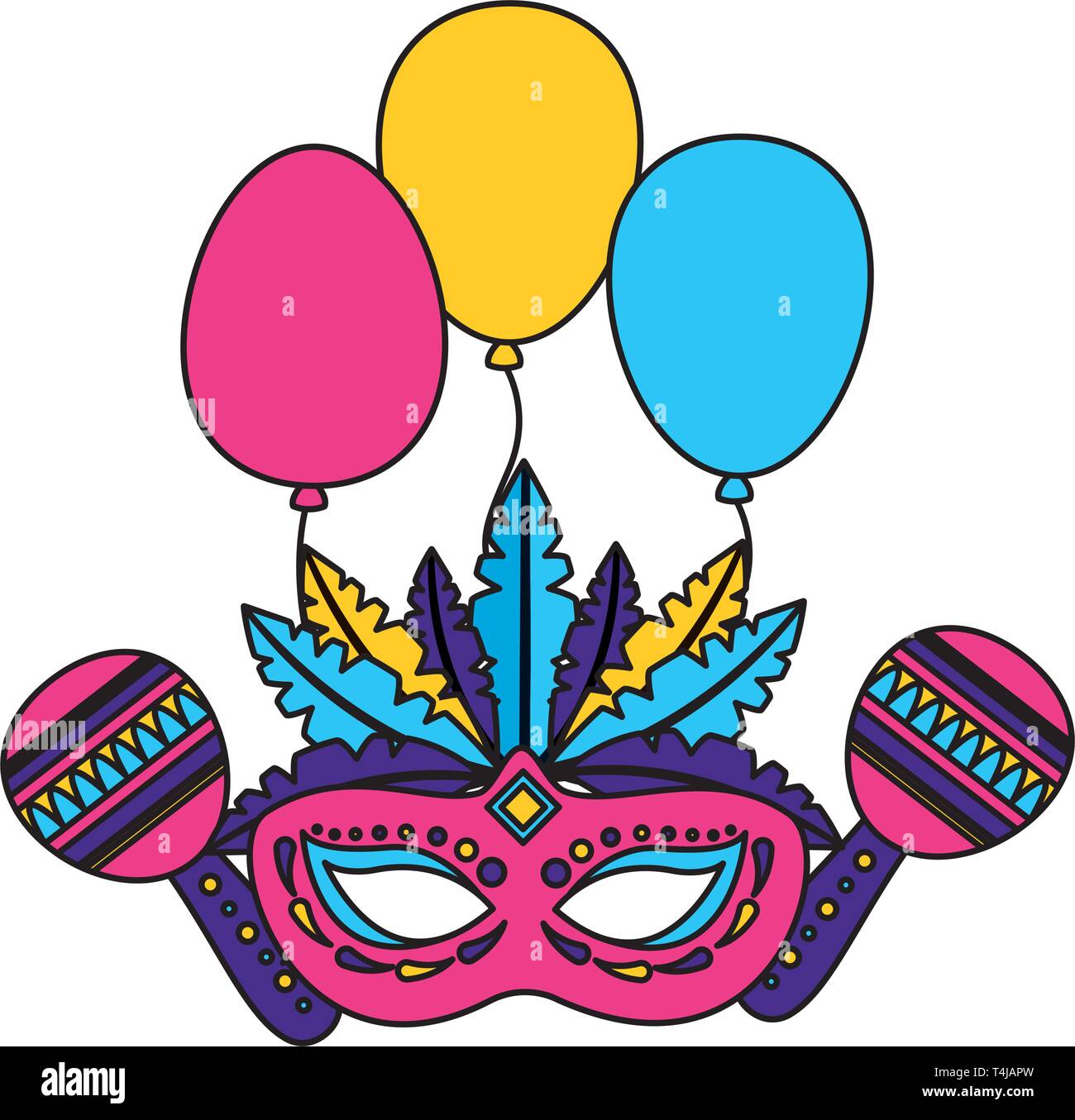 carnival mask maraca balloons Stock Vector Image & Art - Alamy