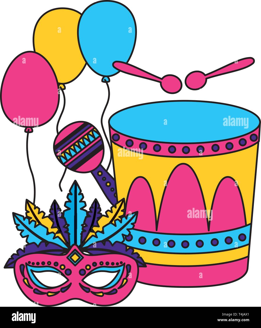 carnival drum mask maraca Stock Vector Image & Art - Alamy