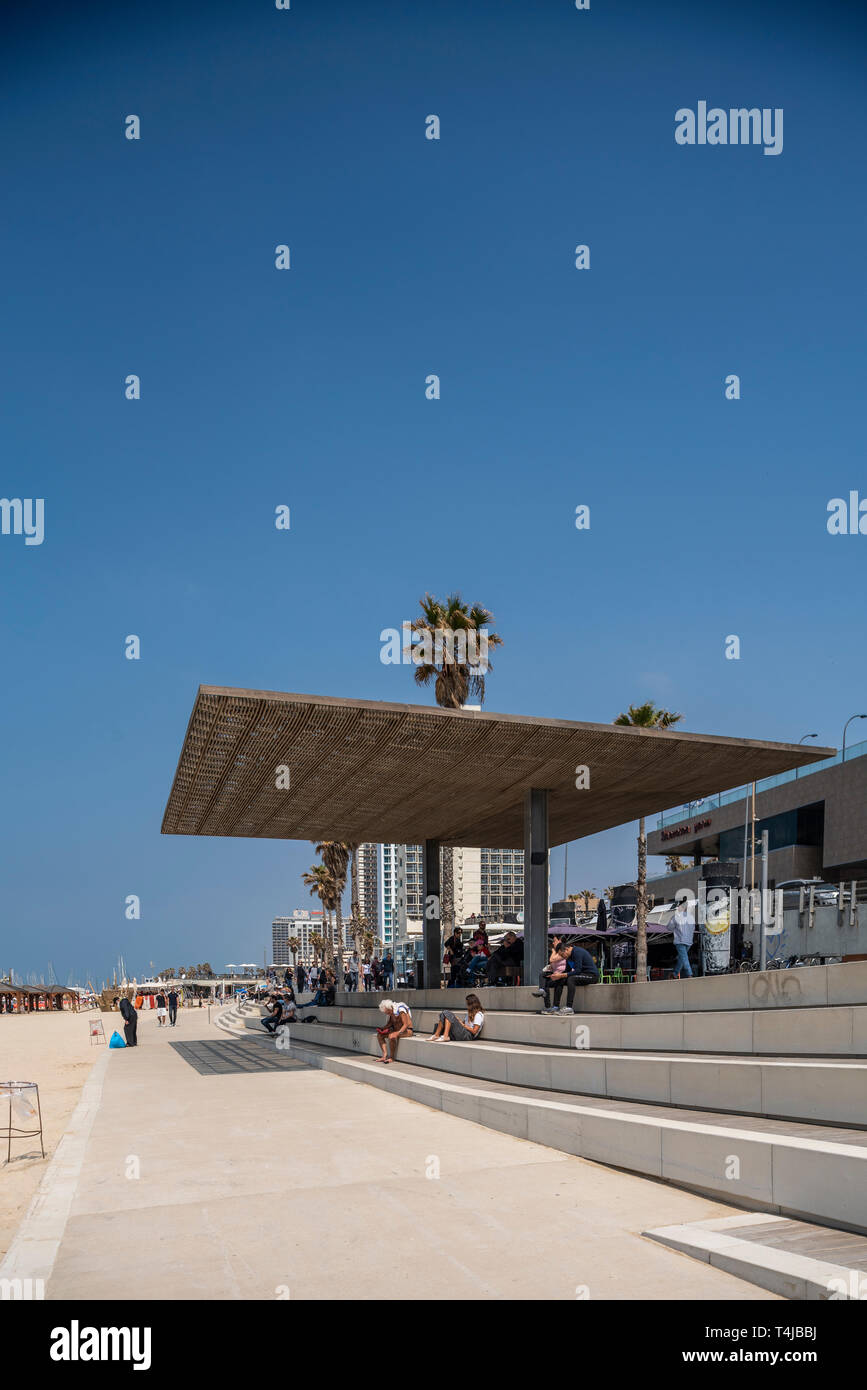 Israel, Tel Aviv-Yafo - 22 March 2019: The new Tayelet - Central Beach ...