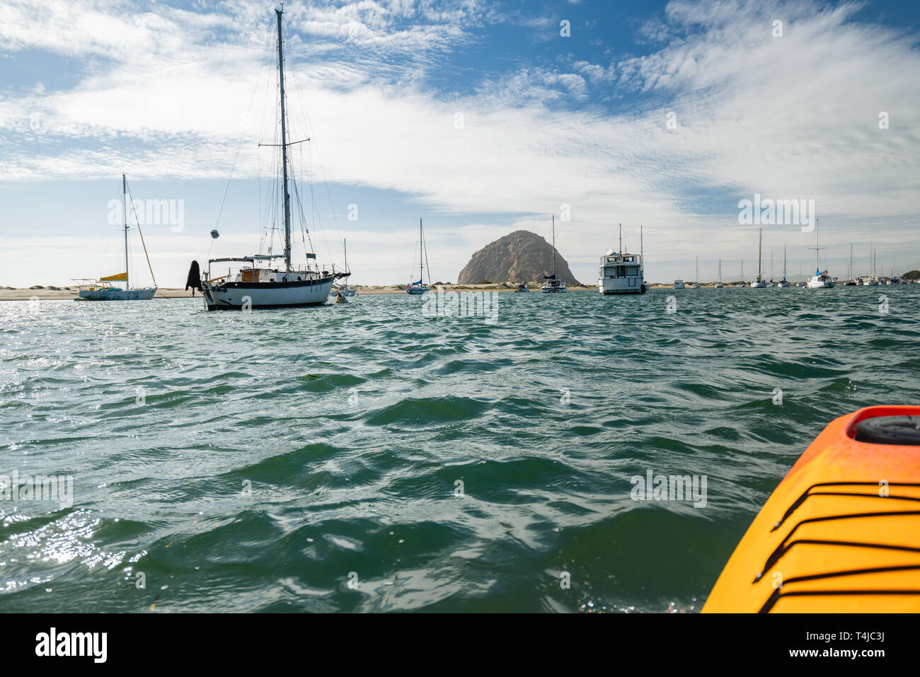 Kayaking. Beautiful View of Morro Rock from Kayak. Morro Bay Harbor ...